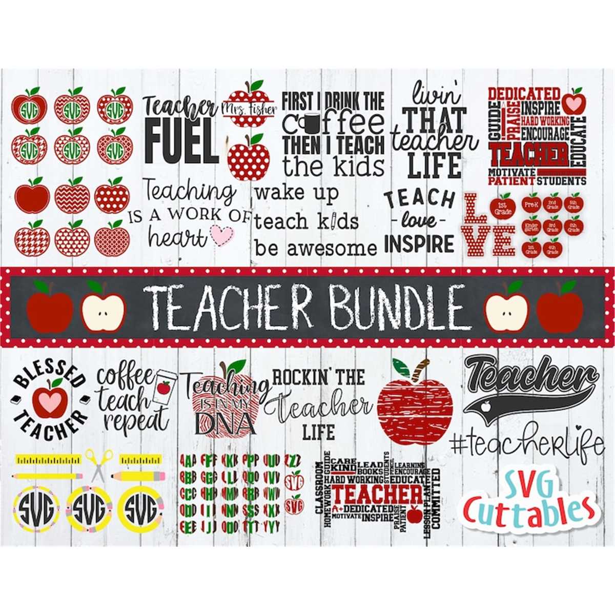 Teacher Bundle svg - Teacher svg - Teacher Cut File - svg - | Inspire ...