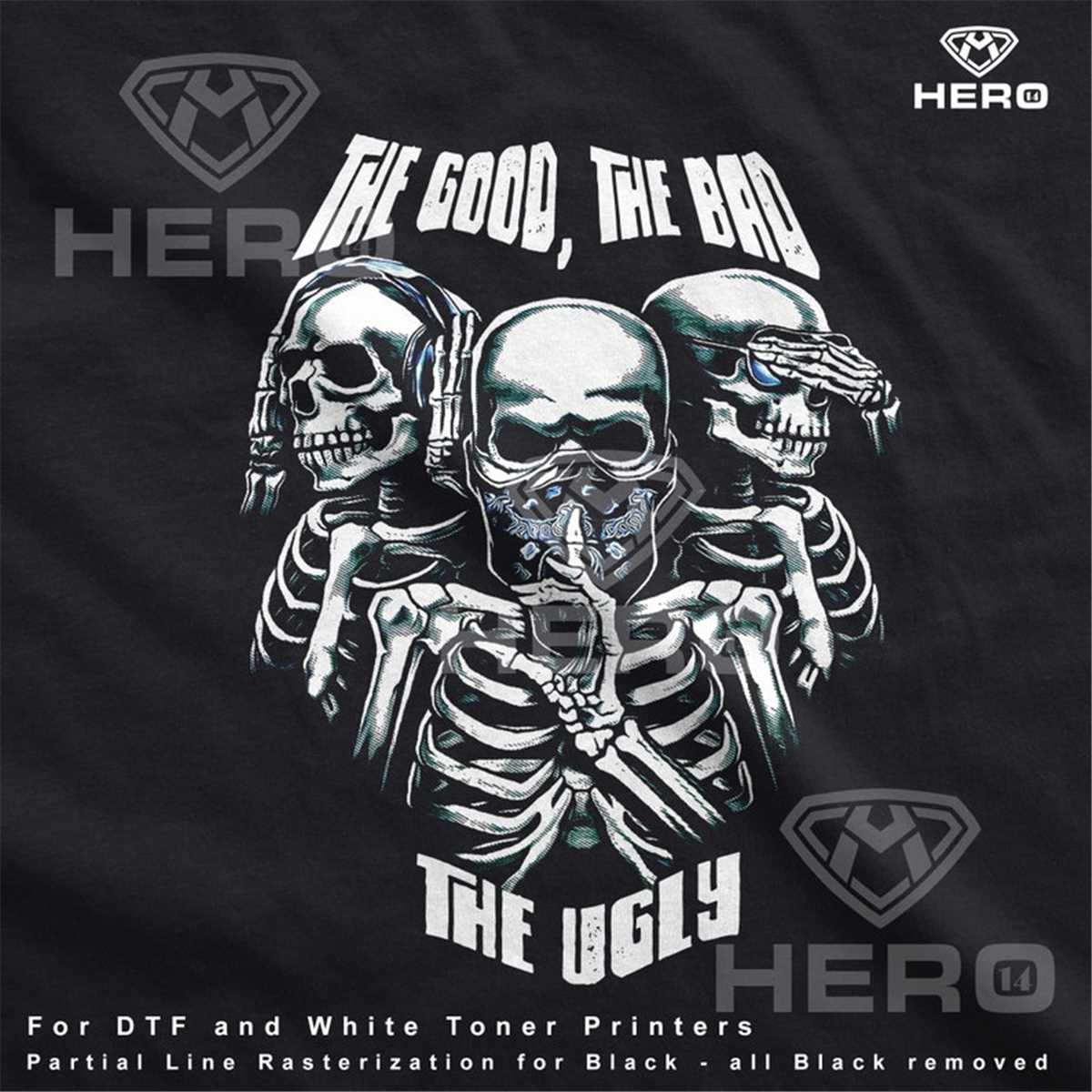 Skeleton Good Bad Ugly Png For DTF DTG Three Skulls Funny Ad | Inspire ...