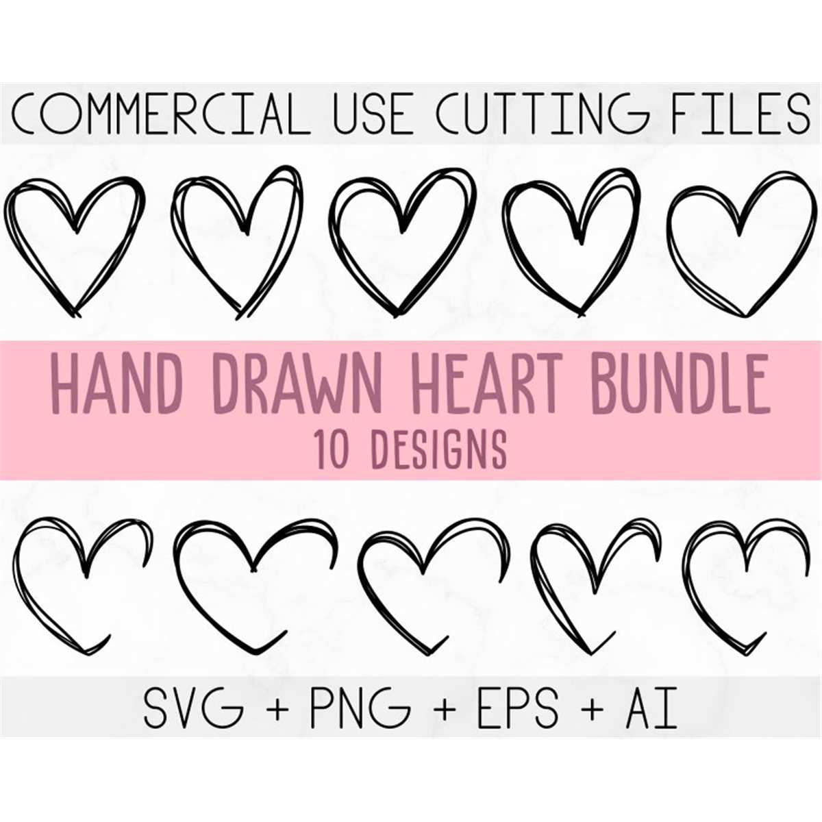 Heart Svg Bundle, Hand Drawn Heart svg, Heart Svg, Open Hear | Inspire ...