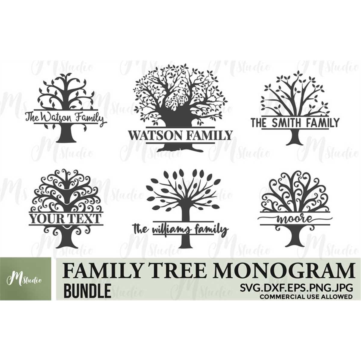 Family Tree Monogram svg, Tree cut files, Family Tree Names, - Inspire ...