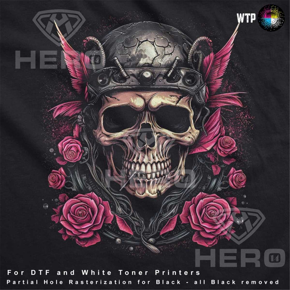 Pink Roses Covered Biker Skull Png Vintage Motor Ros Skull I | Inspire ...