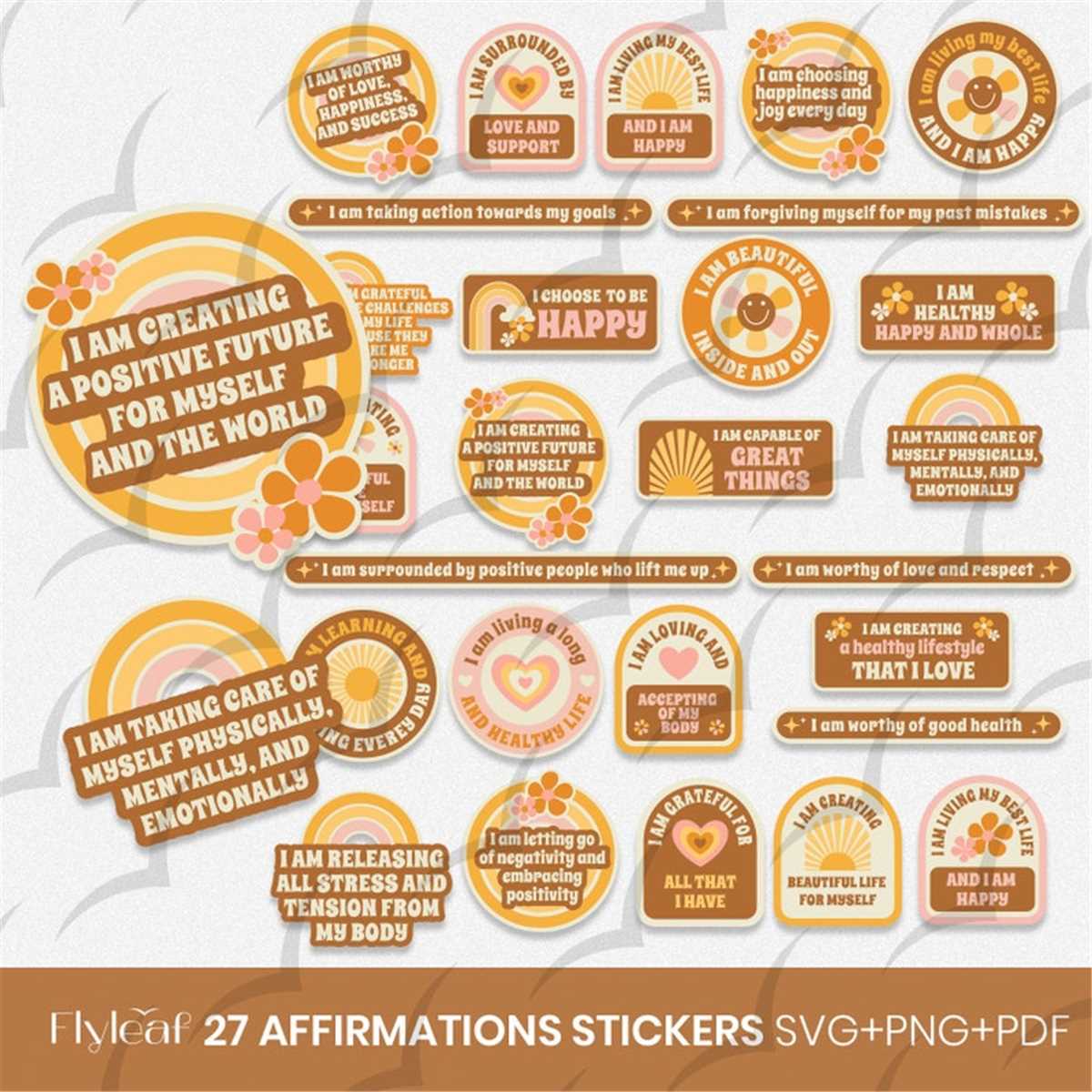 Boho Stickers, 27 Daily Affirmation Stickers, Pre-Cropped Go - Inspire ...