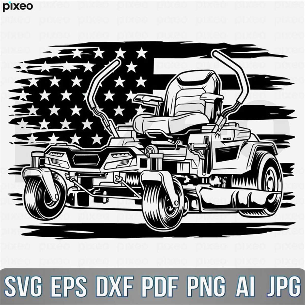 US Lawn Mower Svg, Lawn Mower With Flag Svg, Zero Turn Lawn | Inspire ...