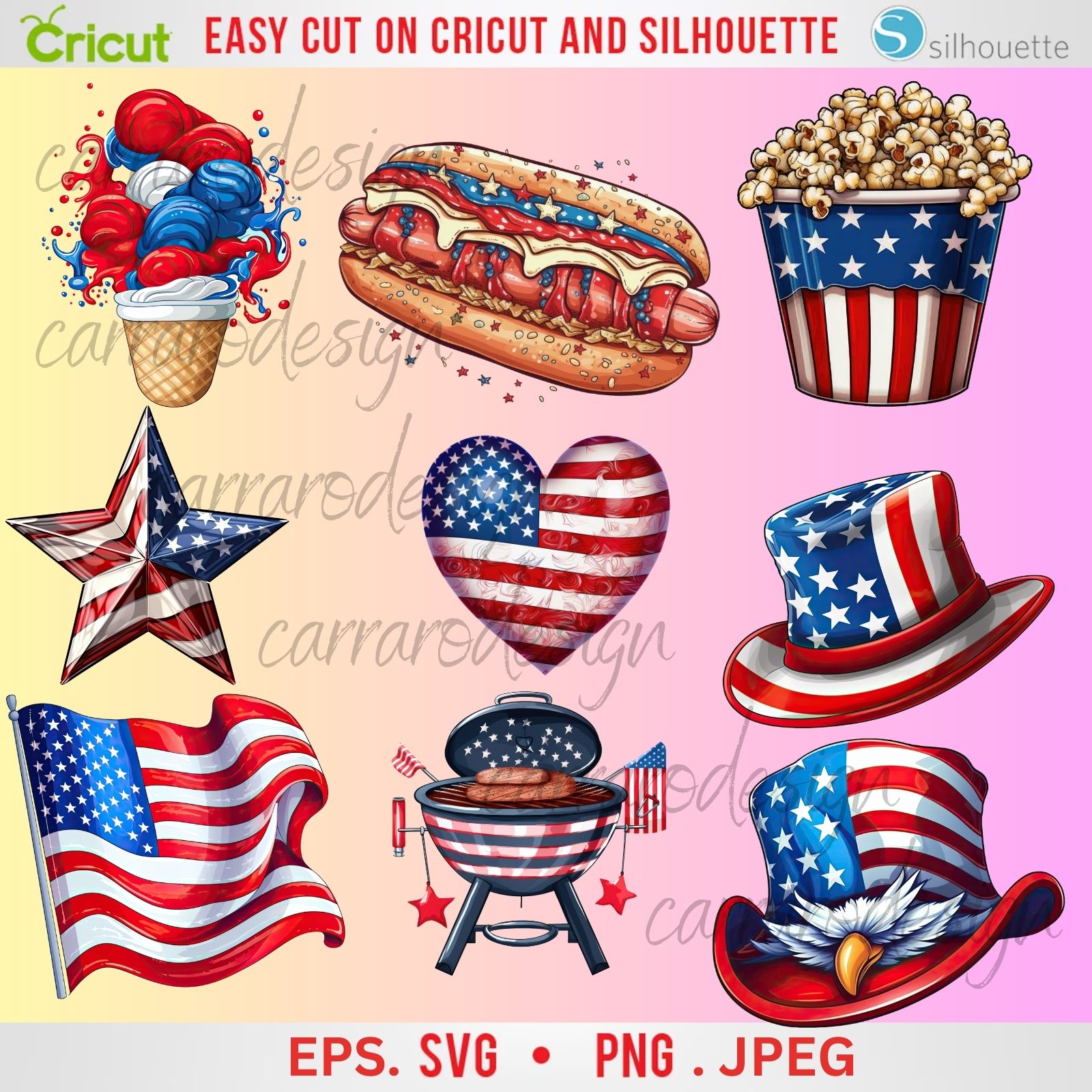 Independence Day Sublimation Clipart Mega Pack, 4th Of July - Inspire ...