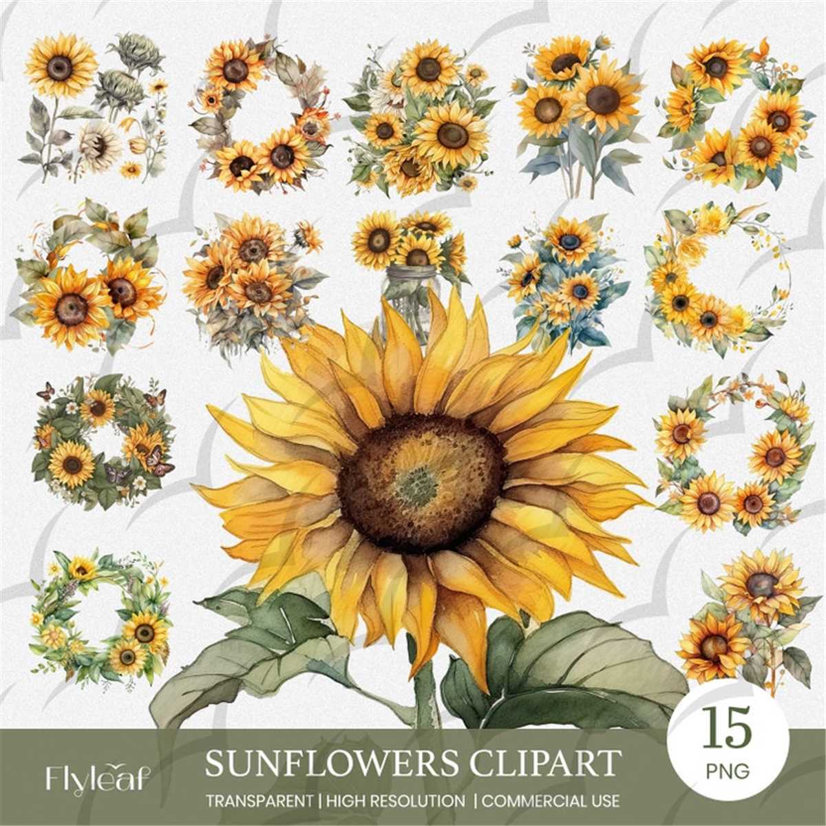 Sunflower PNG Clipart, Digital Download for Commercial Use, | Inspire ...