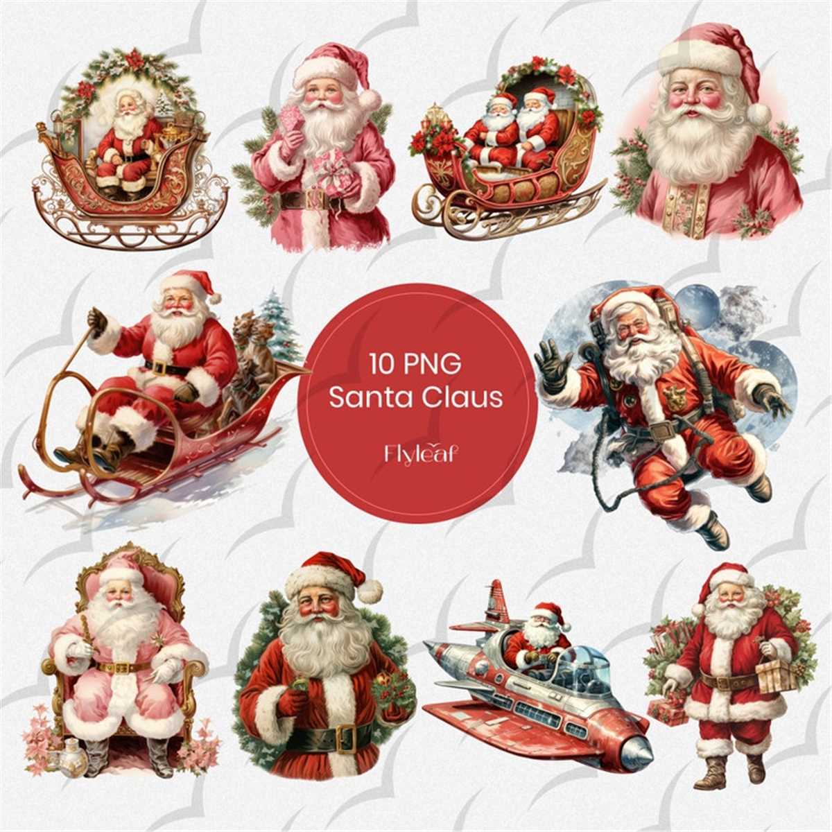 Santa Claus Clipart, Christmas PNG Bundle, 10 Vintage Clipar | Inspire ...