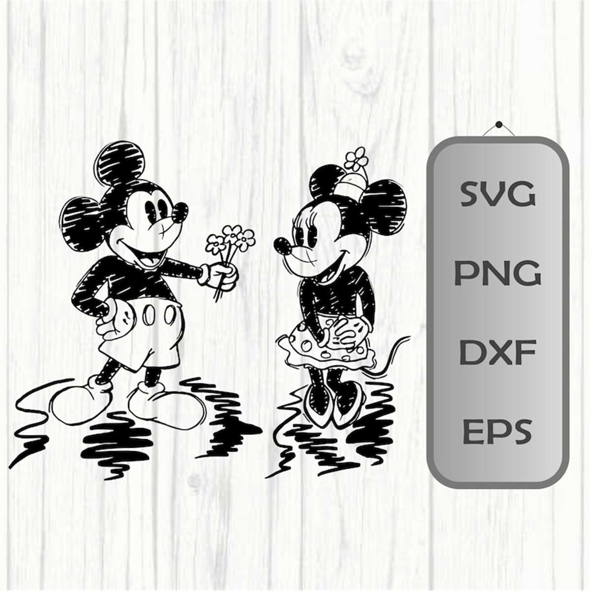 MickeyAndMinnie Disneyland Sketch Drawing, SVG, PNG, Cut Fil | Inspire ...