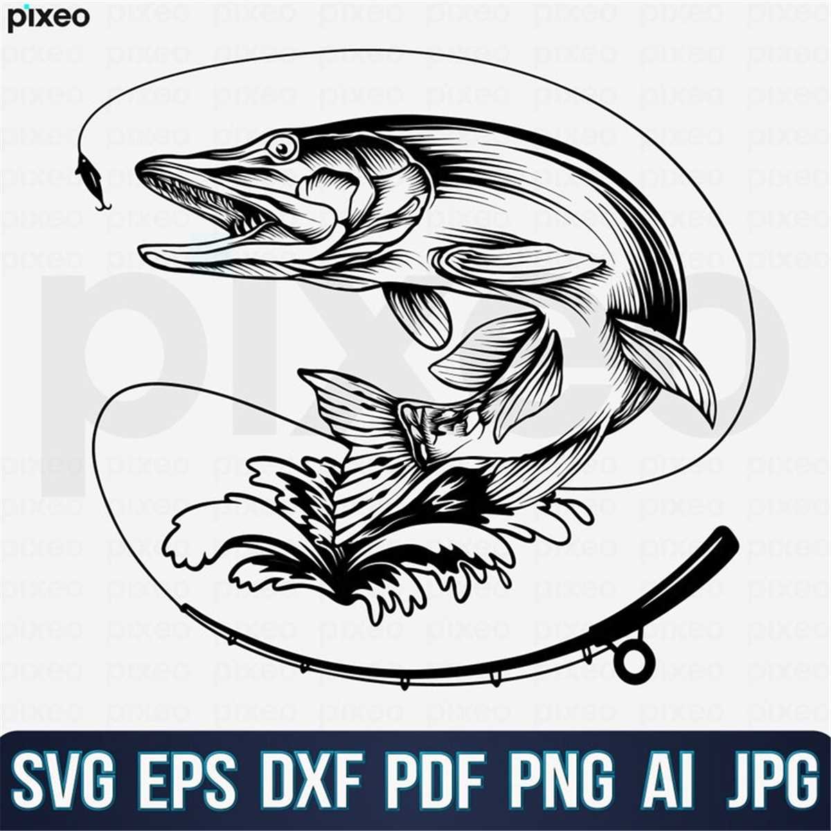Northern Pike Fishing Svg, Fishing Svg, Pike Fish Svg, Pike | Inspire ...