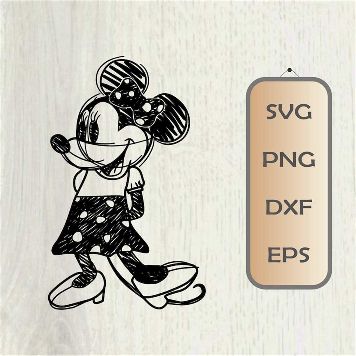 MinnieMouse SVG PNG Dxf Classic Minnie Sketched Disneyland V - Inspire ...