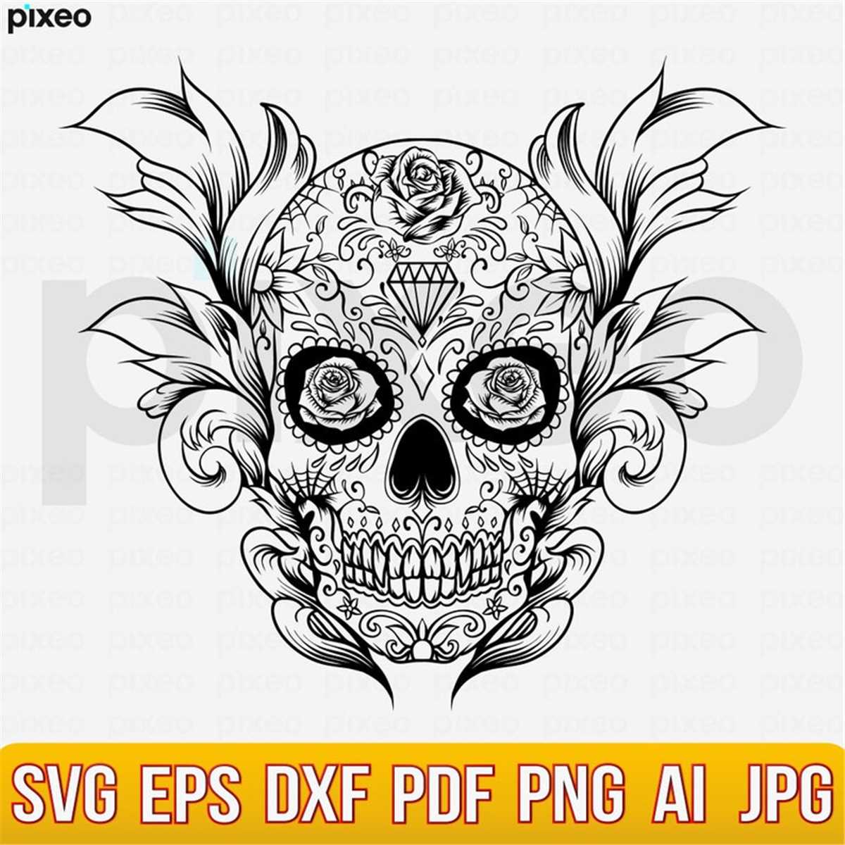 Sugar Skull Svg, Day Of The Dead Svg, Dia de los Muertos Svg | Inspire ...