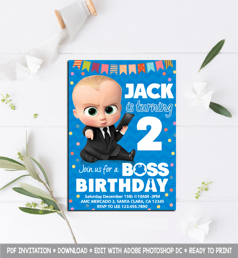 Boss baby Invitation, Boss baby Birthday Party Invitation, B | Inspire ...