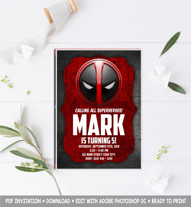 Deadpool invitation, Deadpool Birthday Invitation, Deadpool | Inspire ...