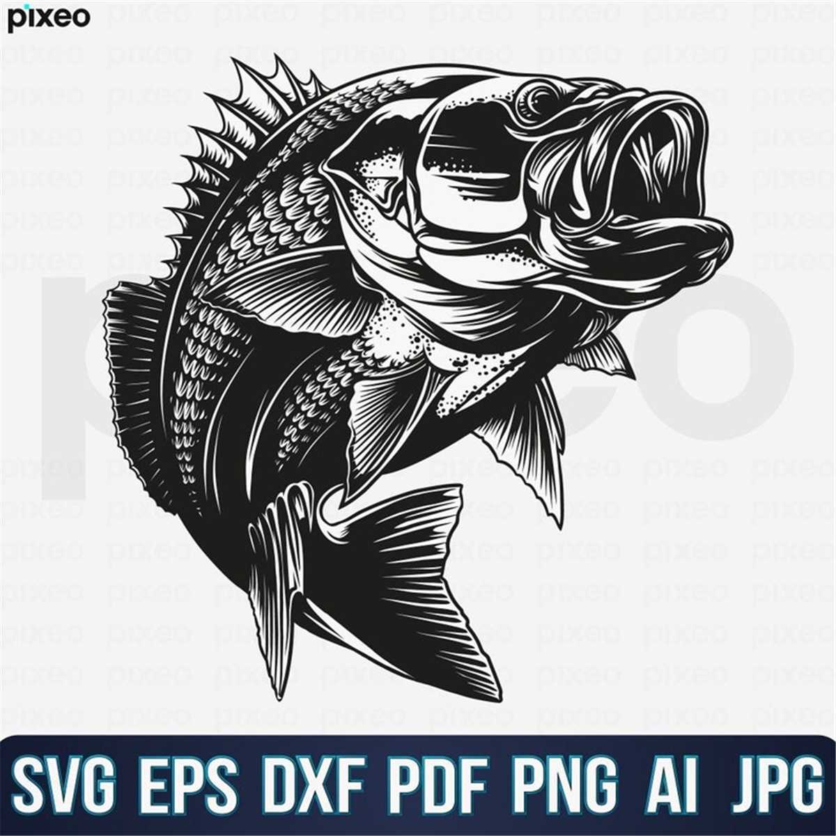Bass Fishing Svg, Fishing Svg, Bass Fish Svg, Bass Clipart, - Inspire ...