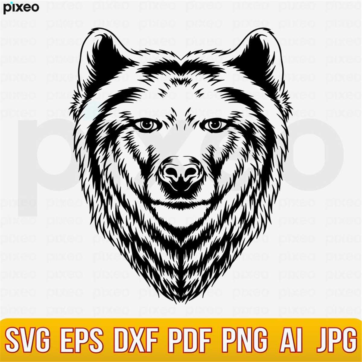 Bear Svg, Bear Face Svg, Bear Head Svg, Bear Face Clipart, G | Inspire ...