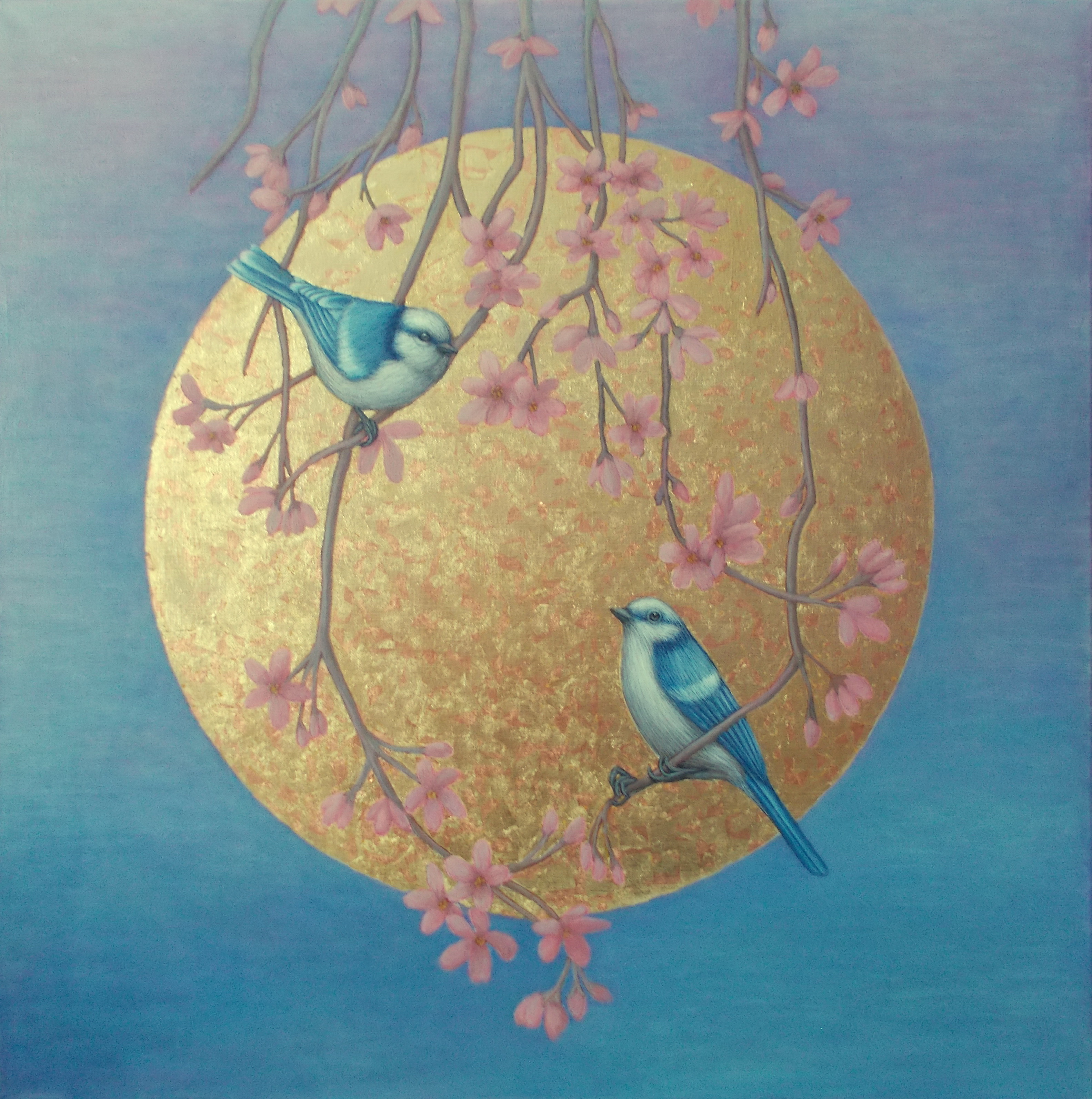 Tit bird painting on canvas Decorative interior art work wit | Inspire ...