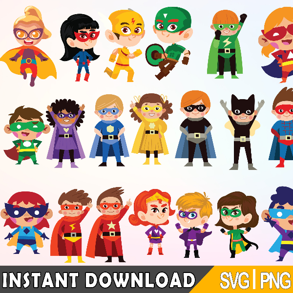 Superhero Kids Layered Svg, Superheroes Kids vector, Clipart | Inspire ...