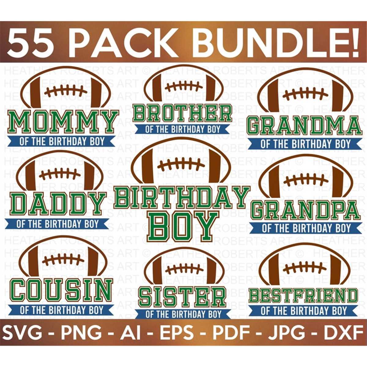 Football Birthday SVG Bundle, Birthday SVG, Family Birthday | Inspire ...