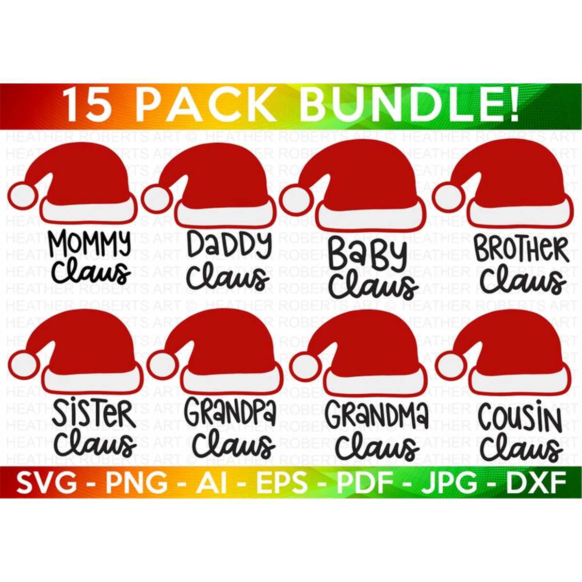 Family Christmas Santa Hats SVG Bundle, Santa Hats Svg, Fami | Inspire ...