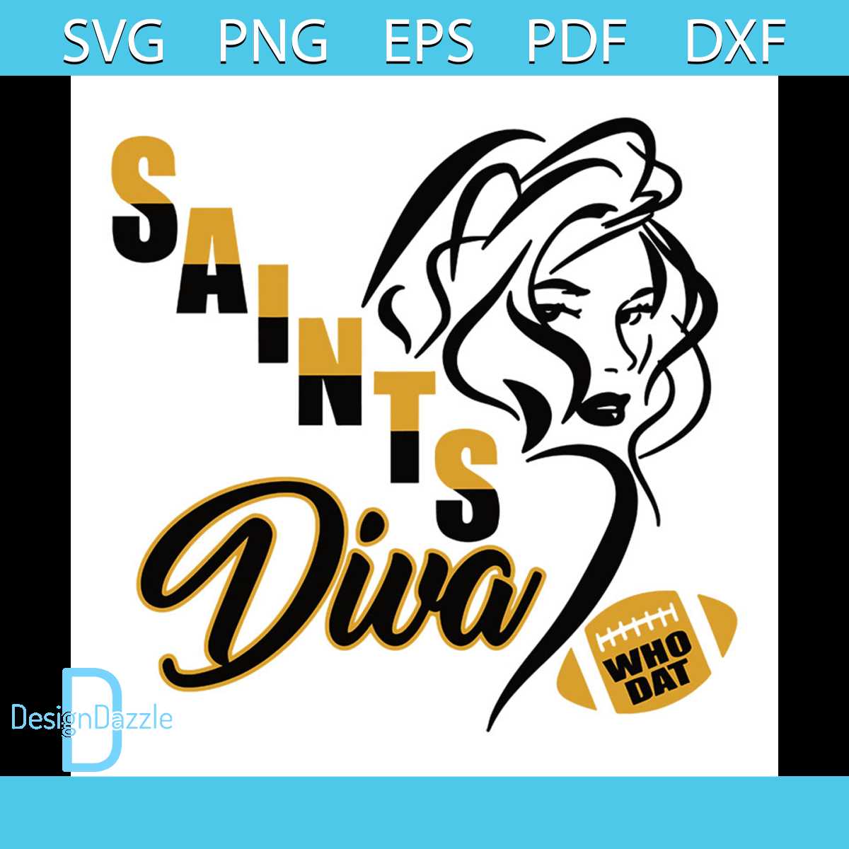 Saints Diva Football SVG, New Orleans Saints svg, New Orlean | Inspire ...