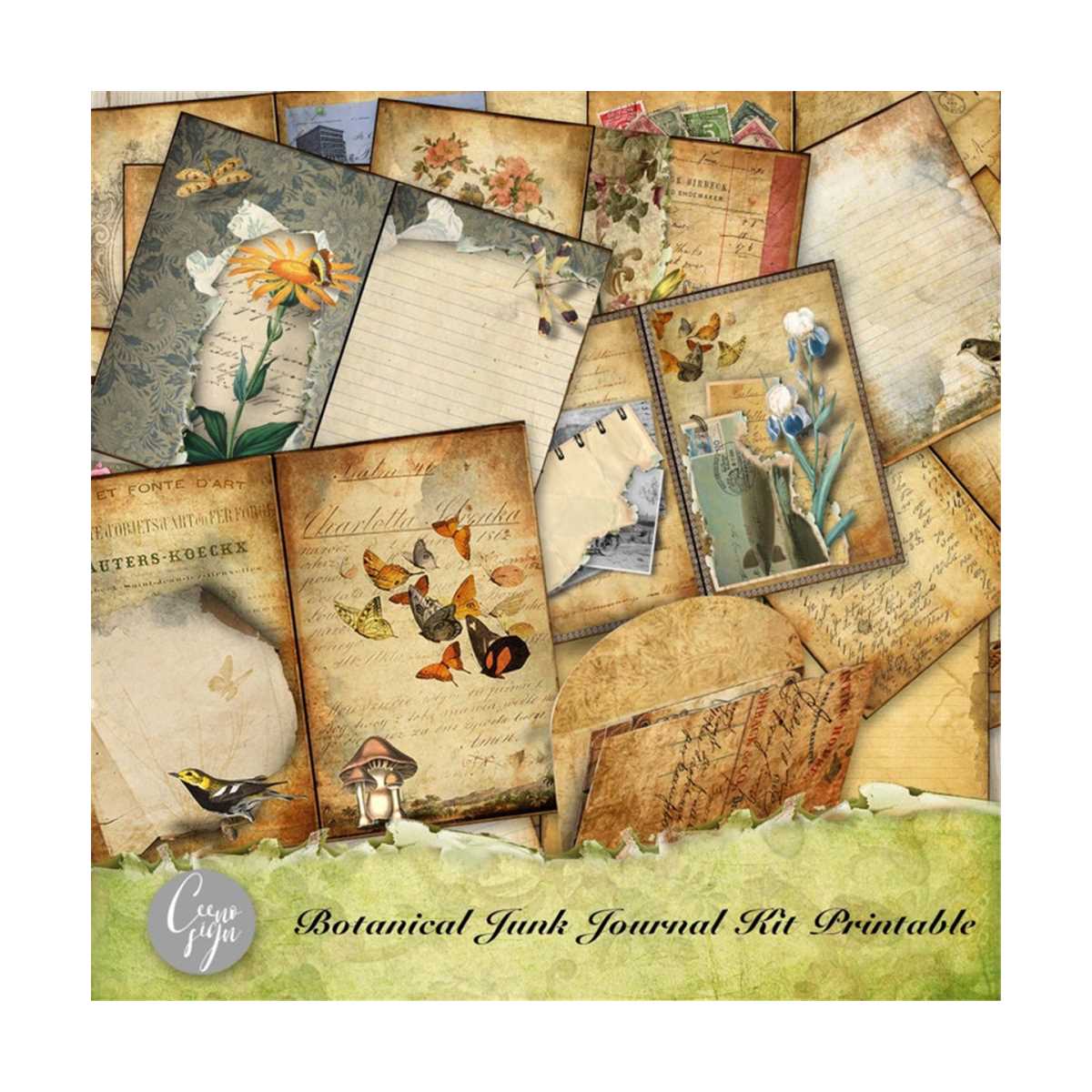 Botanical Junk Journal Kit Printable instant download for j | Inspire ...
