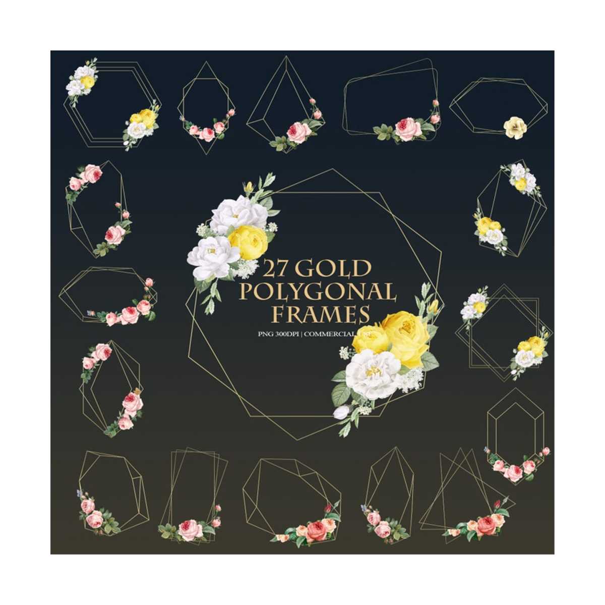 Gold Polygonal Frames Clipart, geometric gold frame, clip ar | Inspire ...