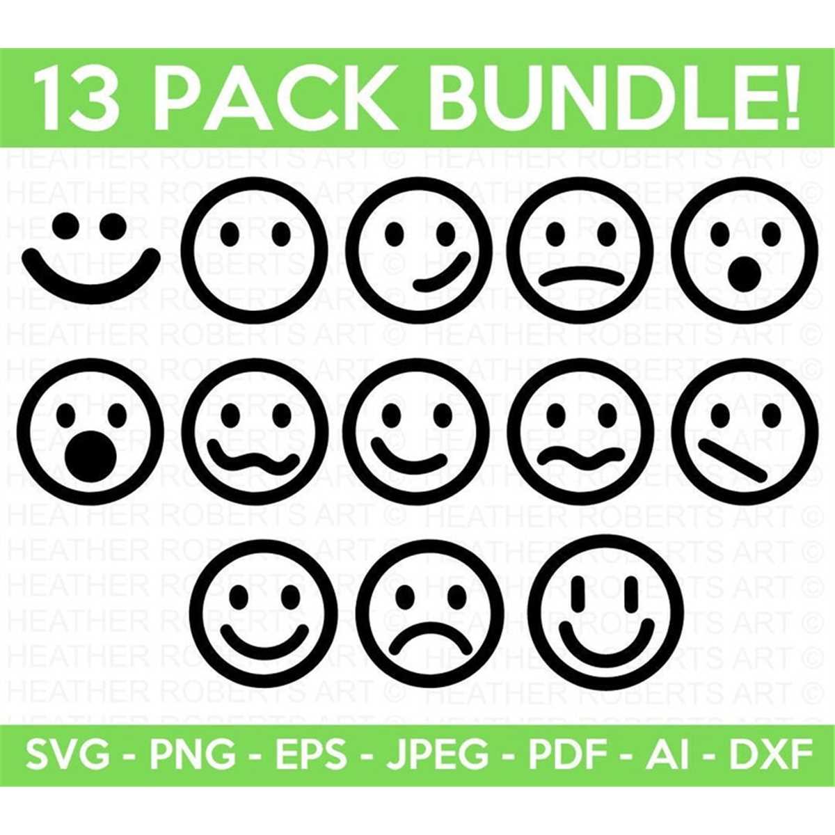 Emojis SVG Bundle, Emoticons Svg, Happy Face, Neutral Face, | Inspire ...