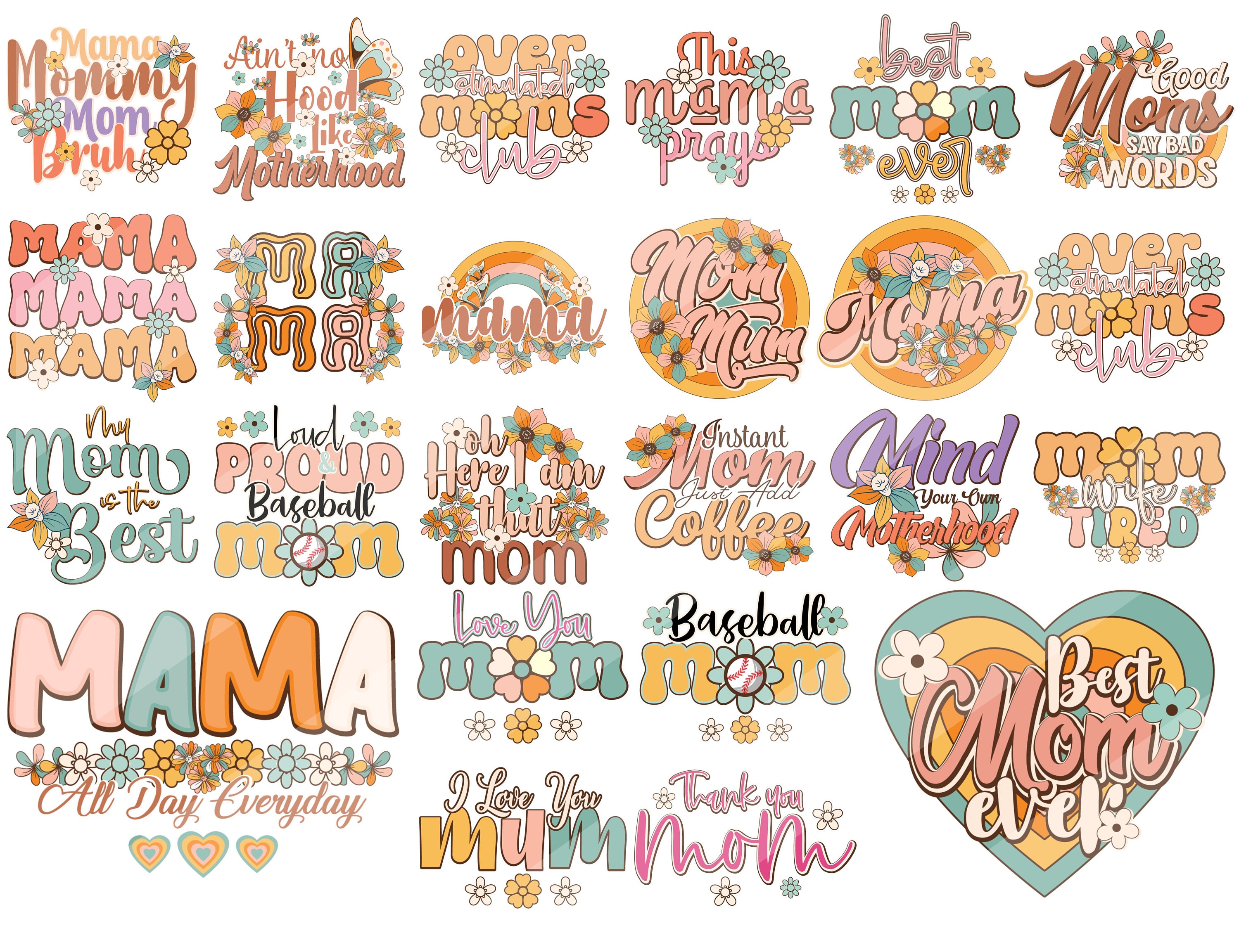 Retro Mama PNG Bundle, Retro Mom Png, Mom Life Png, Mom Png, | Inspire ...