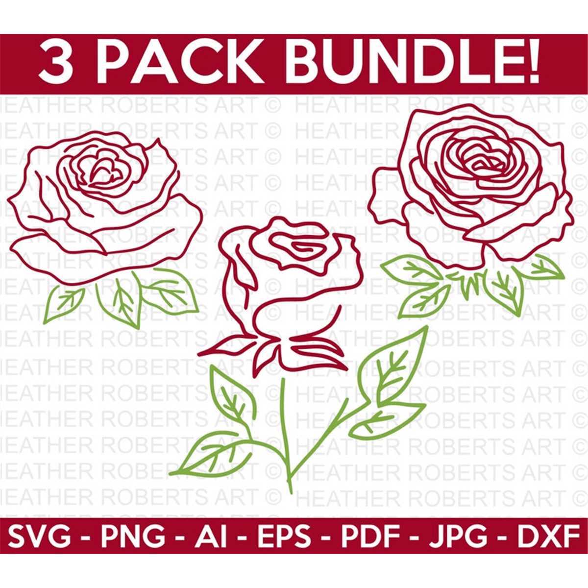 Rose Line Art Mini Svg Bundle, Rose svg, Line Art svg, Flora | Inspire ...
