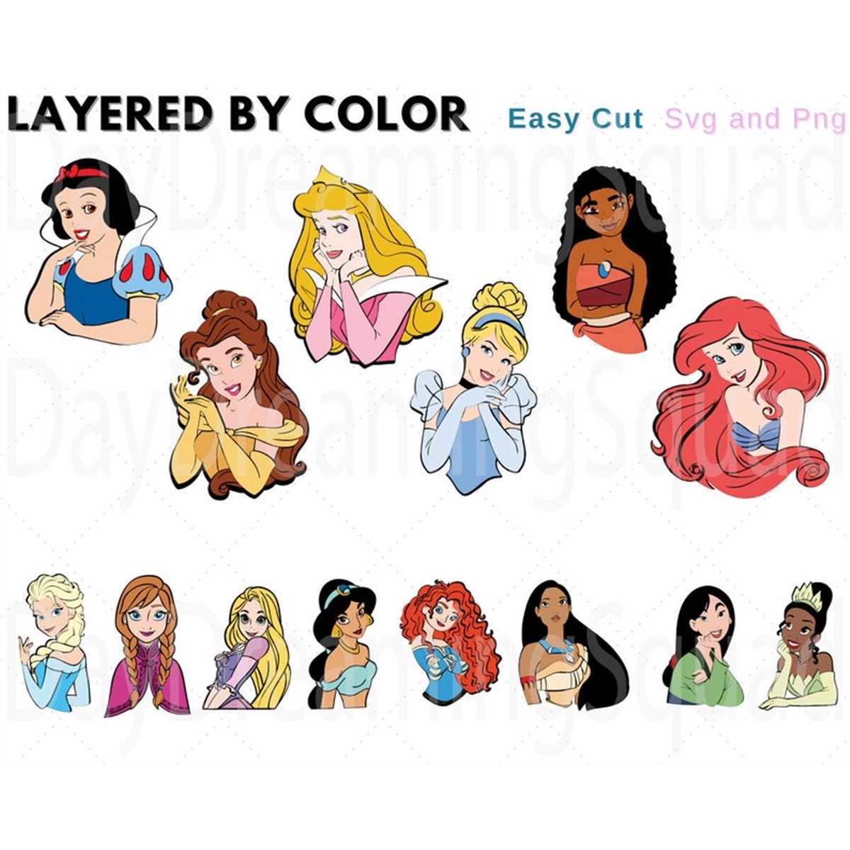 Layered Svg, Bundle Svg, Princess svg, Digital Download, Dig | Inspire ...