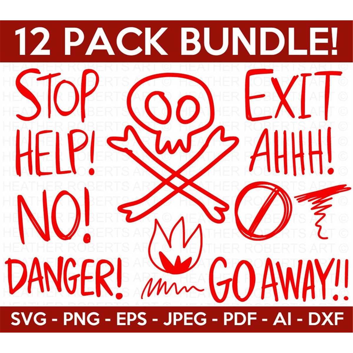 Doodle SVG Bundle, Stop SVG, Help Svg, Skull Svg, Bones Svg, | Inspire ...