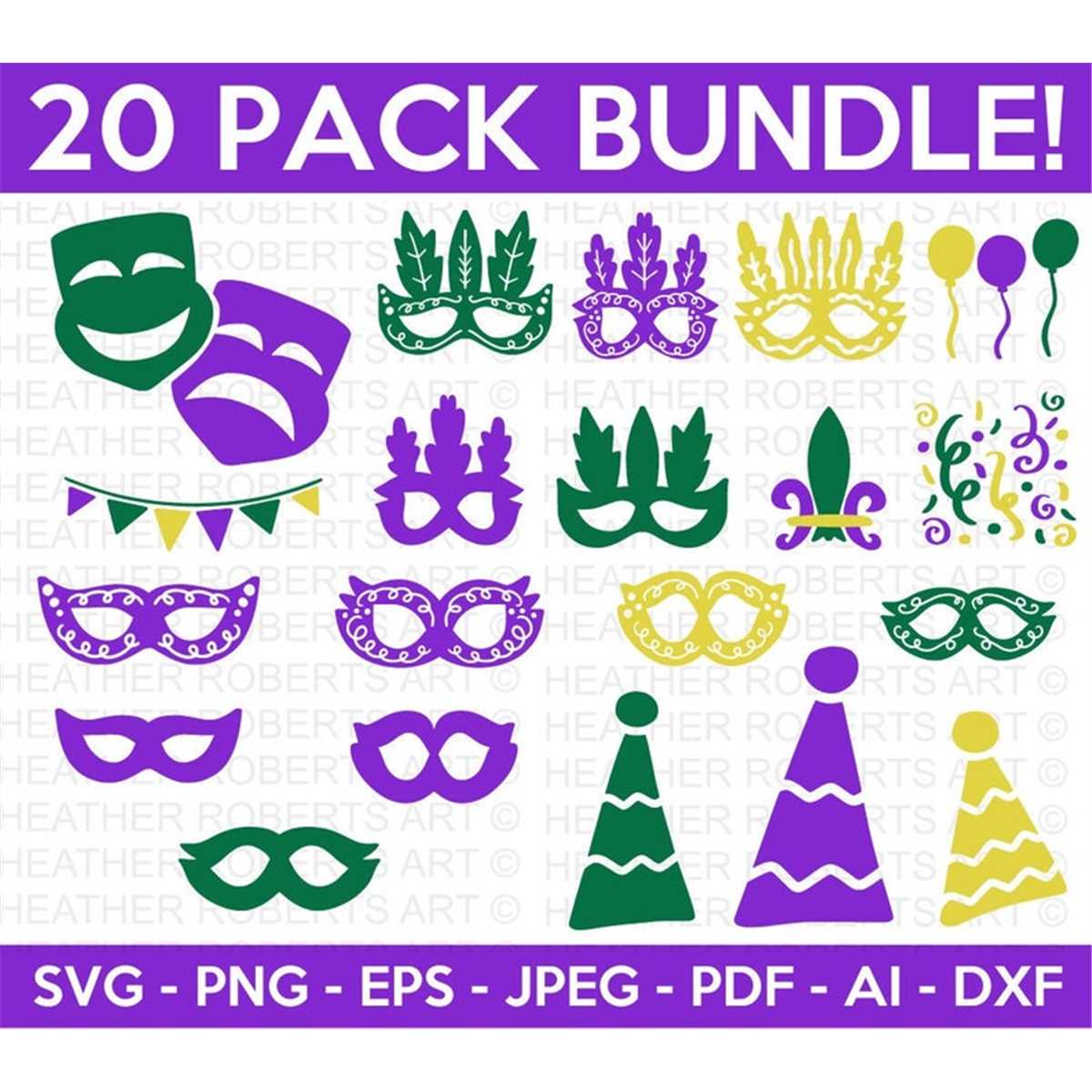 Mardi Gras Clipart SVG Bundle, Mardi Gras Svg, Party Decorat | Inspire ...
