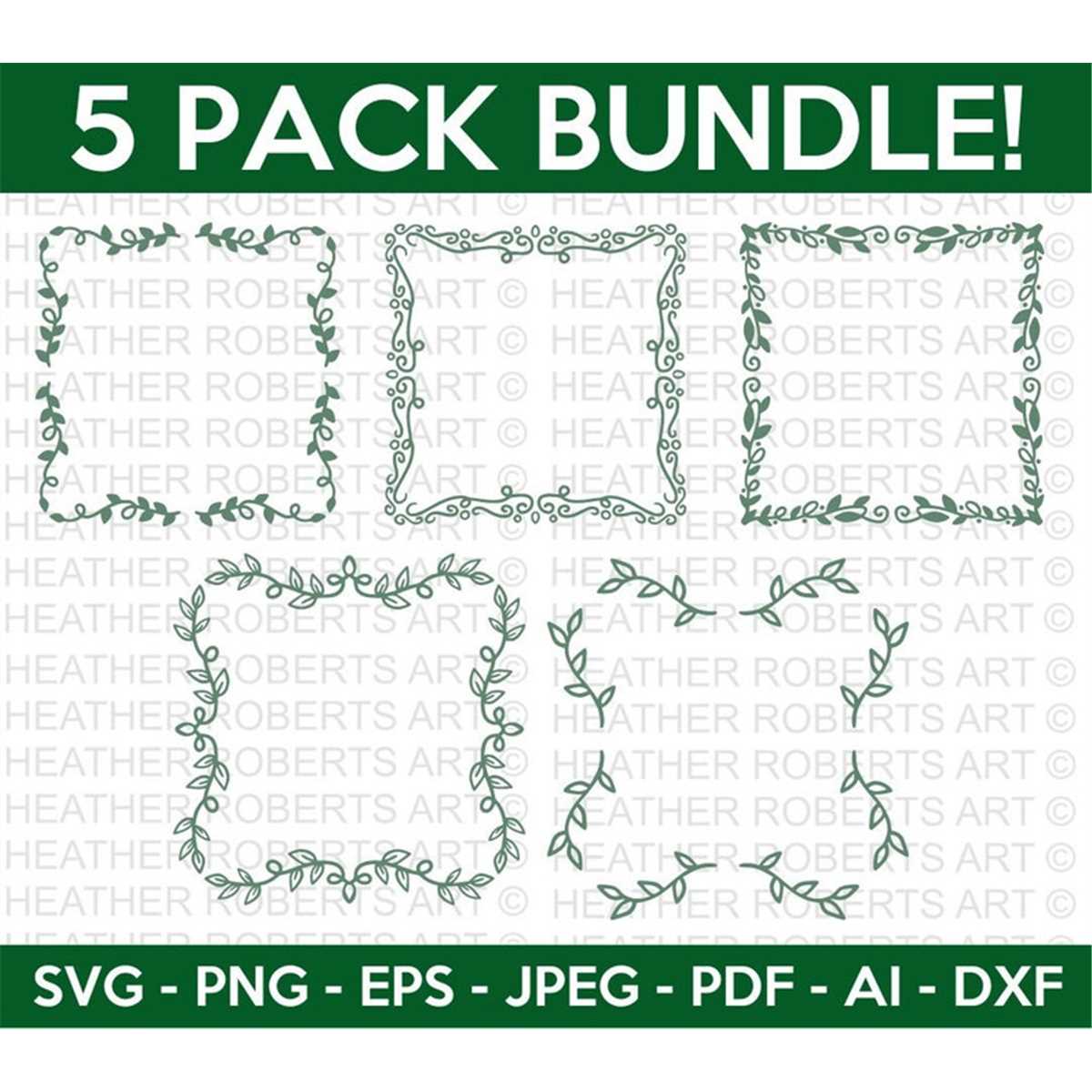 Greenery Frame Border SVG Bundle, Square Frames SVG, Fancy B - Inspire ...