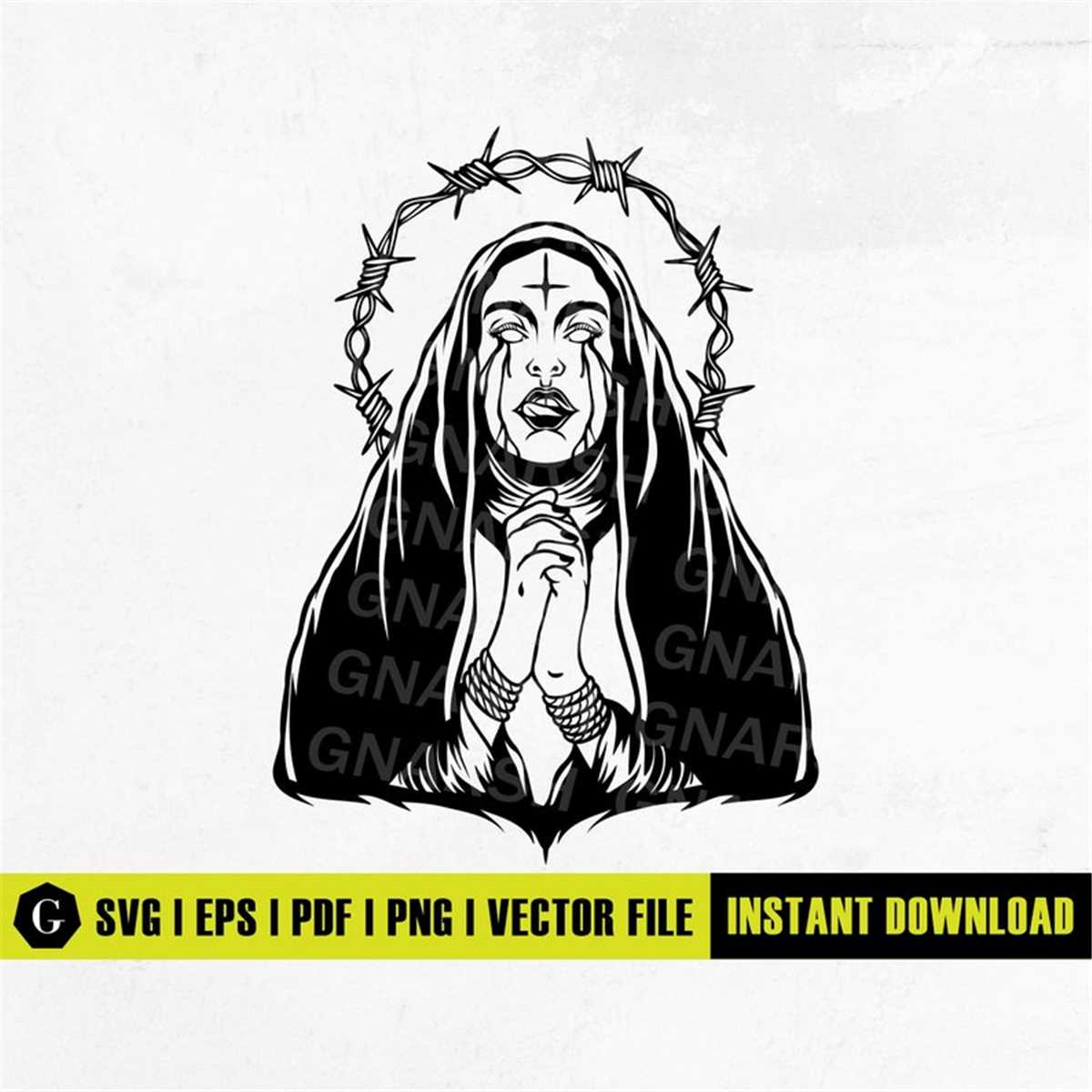 Scary Horror Nun svg | Creepy Demonic Evil Sister Clipart | | Inspire ...