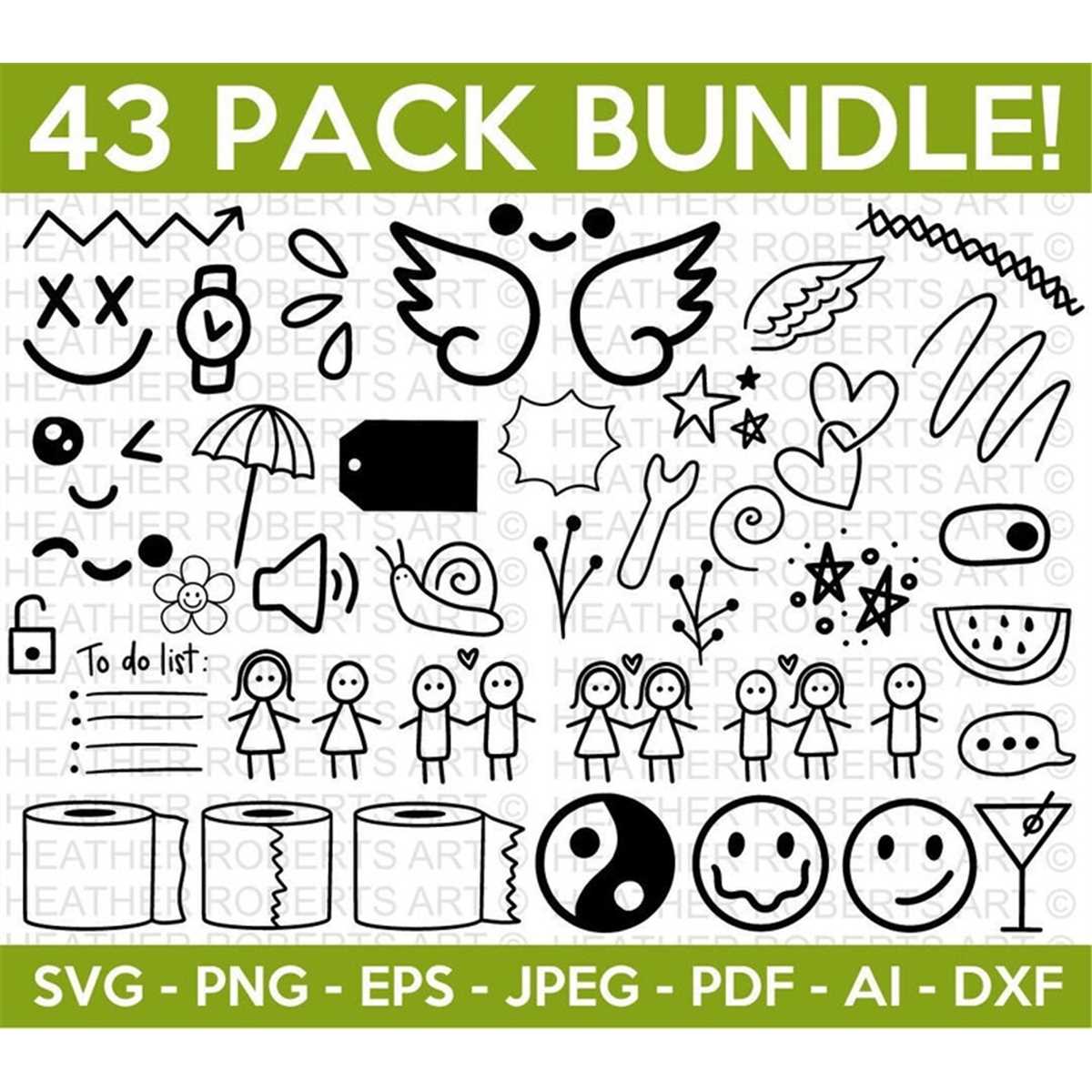 Doodle SVG Bundle, Heart SVG, Wings Svg, Stars svg, Emoji sv | Inspire ...