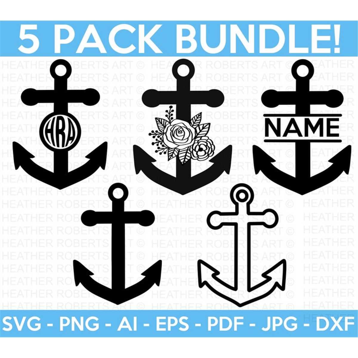 Anchor SVG Bundle, Nautical SVG, Marine SVG, Split Anchor Mo | Inspire ...