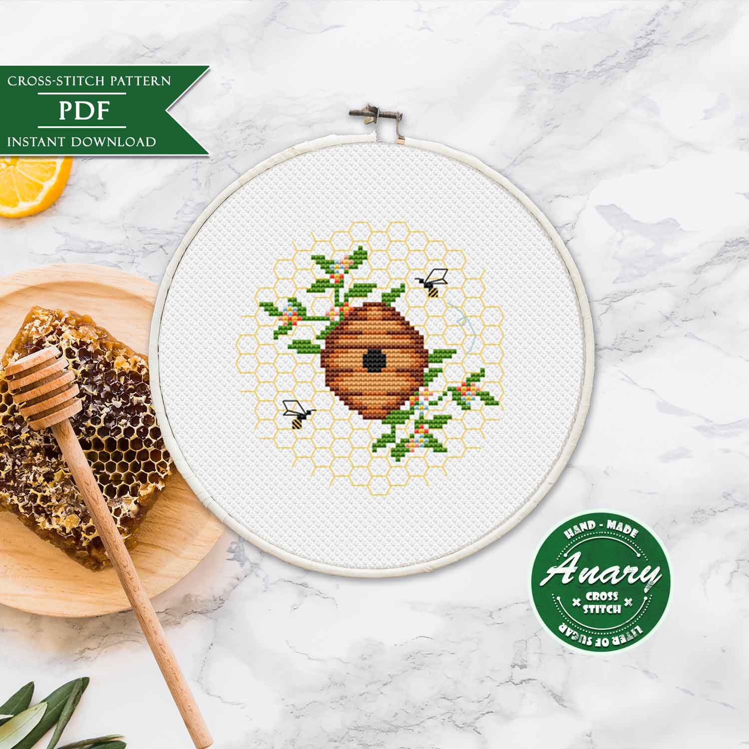 Bee Cross Stitch Pattern Embroidery Chart Cute Cross Stitch | Inspire ...