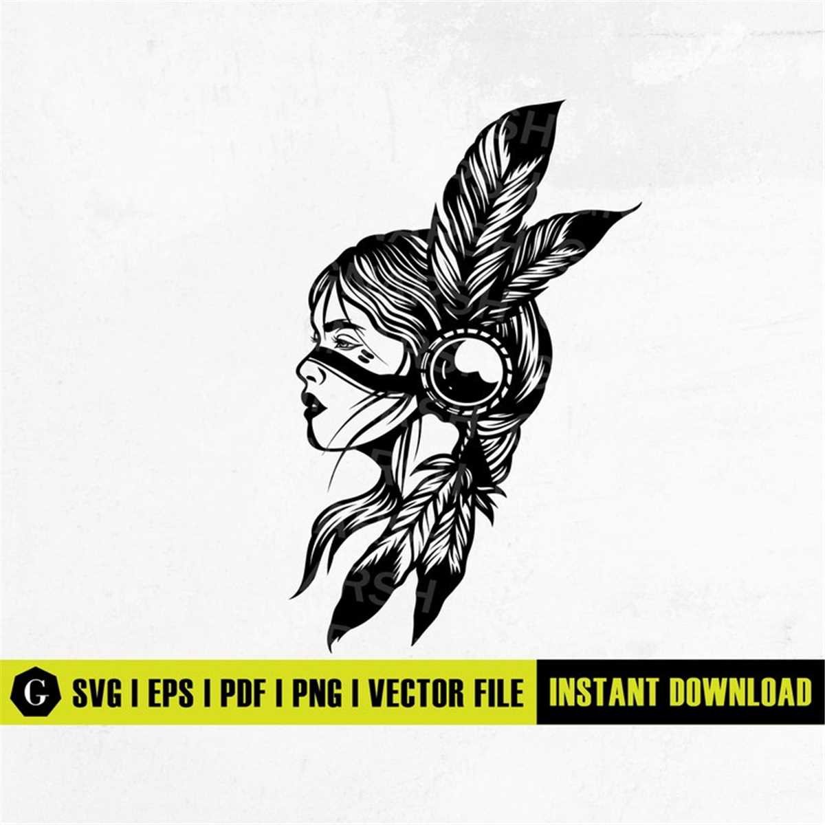 American Native Woman SVG File | Indian Girl | Native Americ | Inspire ...