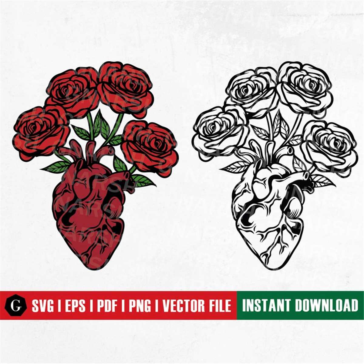 Heart Roses Svg | Rose Heart Svg | Cardiology SVG | Anatomic | Inspire ...
