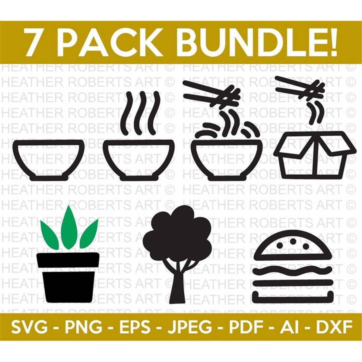 Food and Plants Icons SVG Bundle, Plant SVG, Burger Svg, Bow | Inspire ...