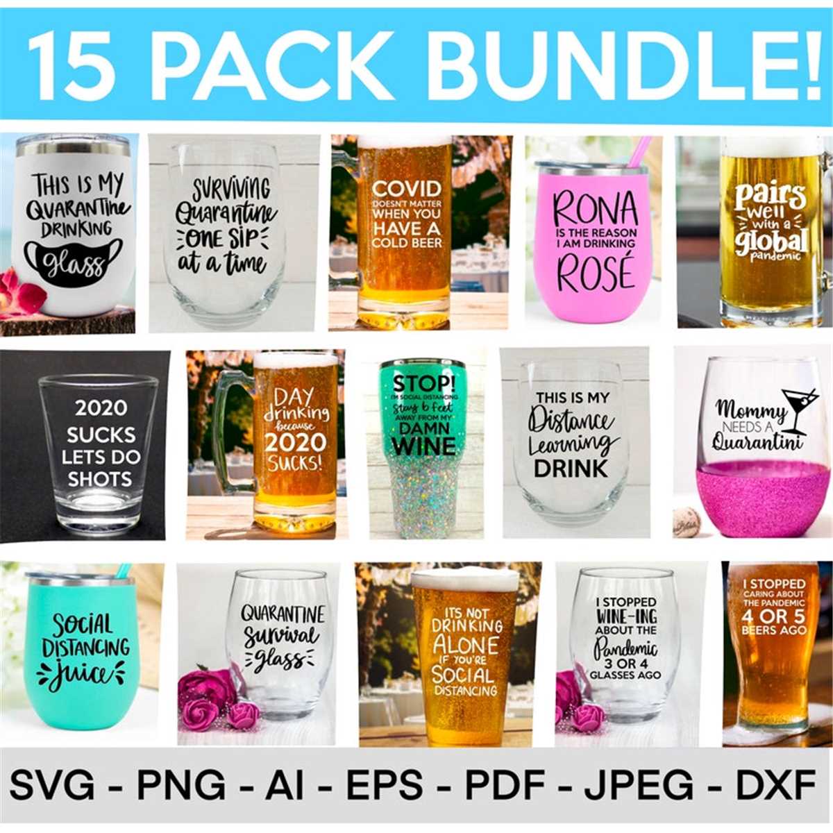 COVID Alcohol Bundle SVG, Social Distancing svg, Wine Svg, B | Inspire ...