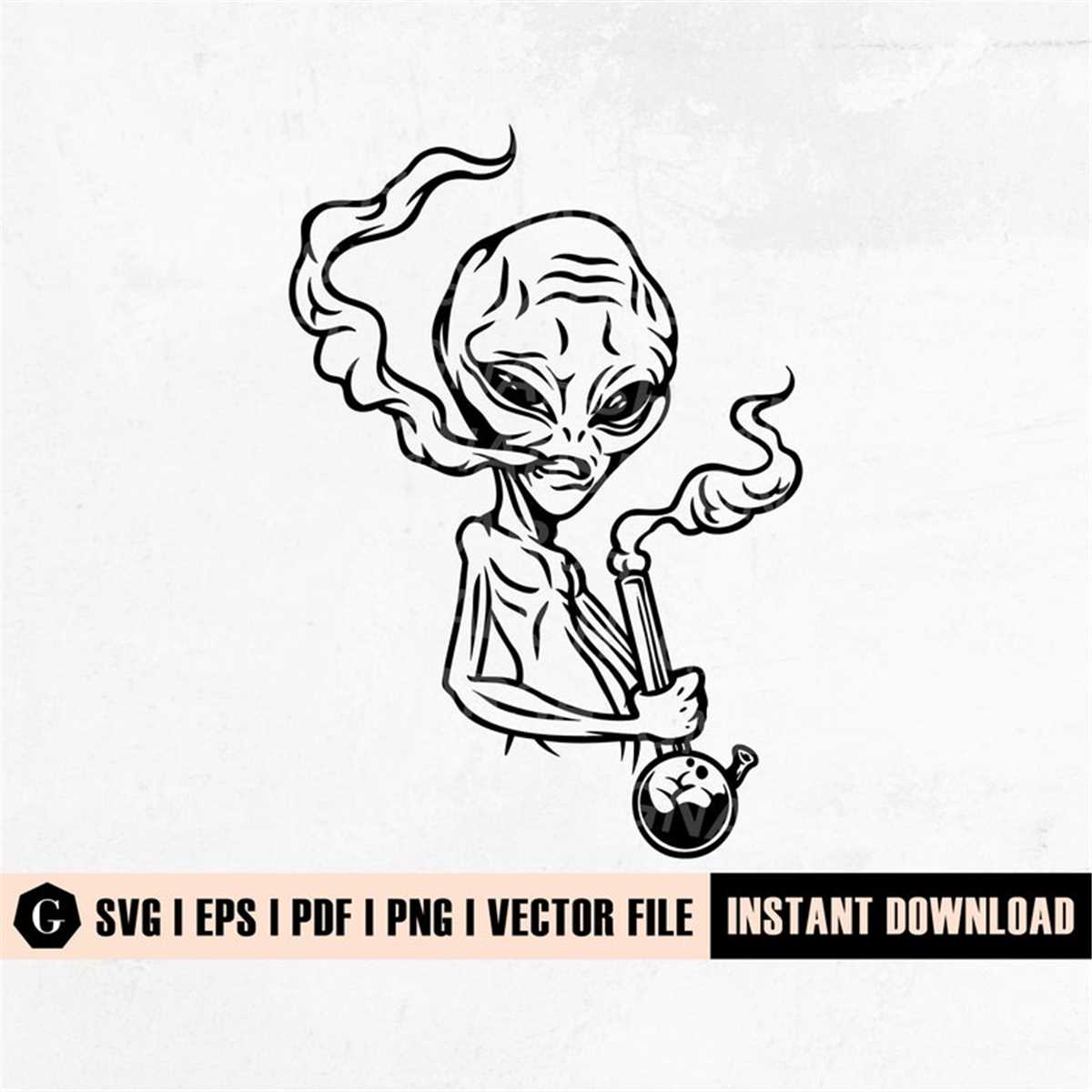 Alien Smoking Weed Svg | Alien Smoking Joint Svg | High as t | Inspire ...