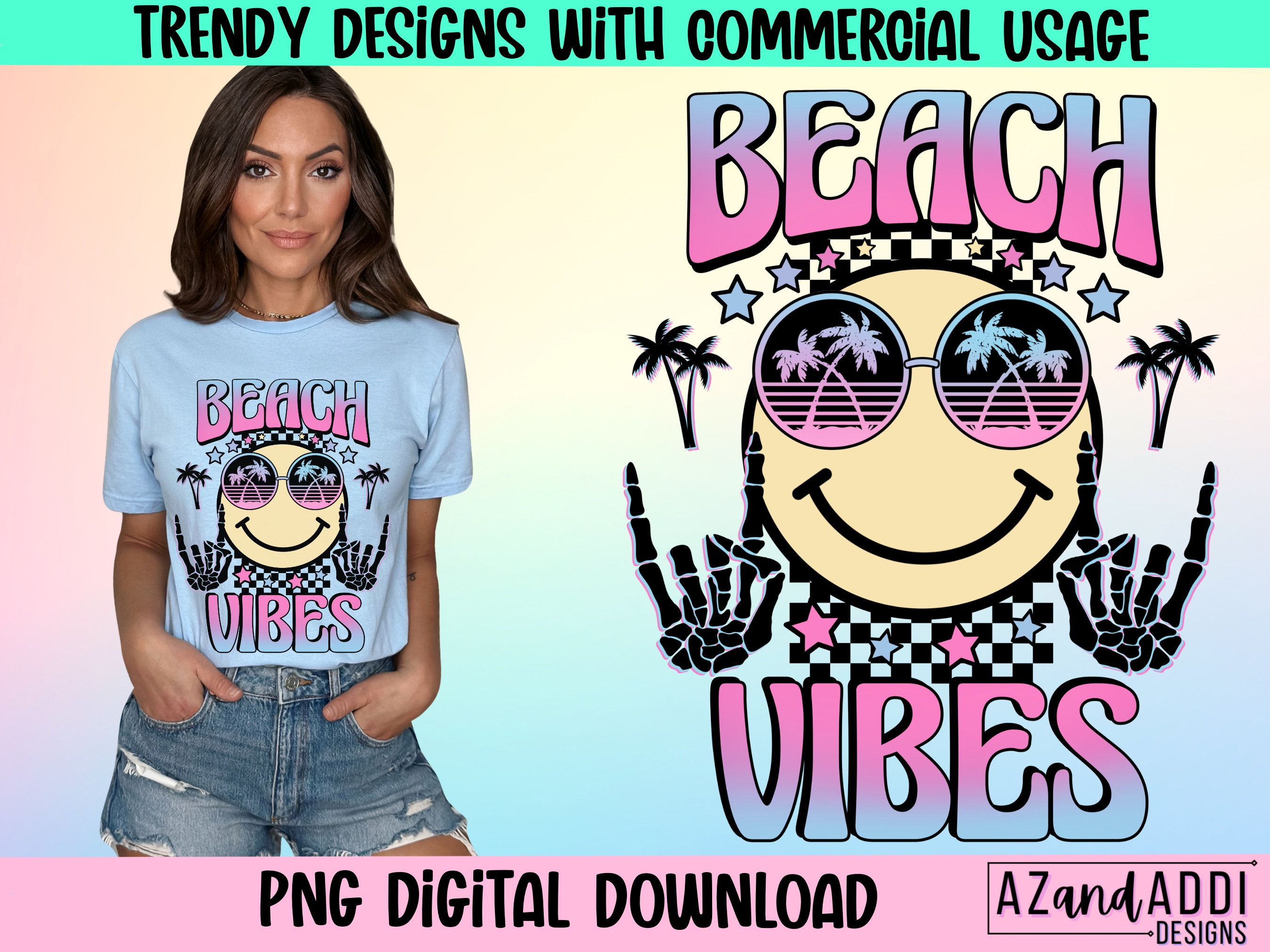 Beach vibes png, retro summer sublimation design, smiley fac | Inspire ...