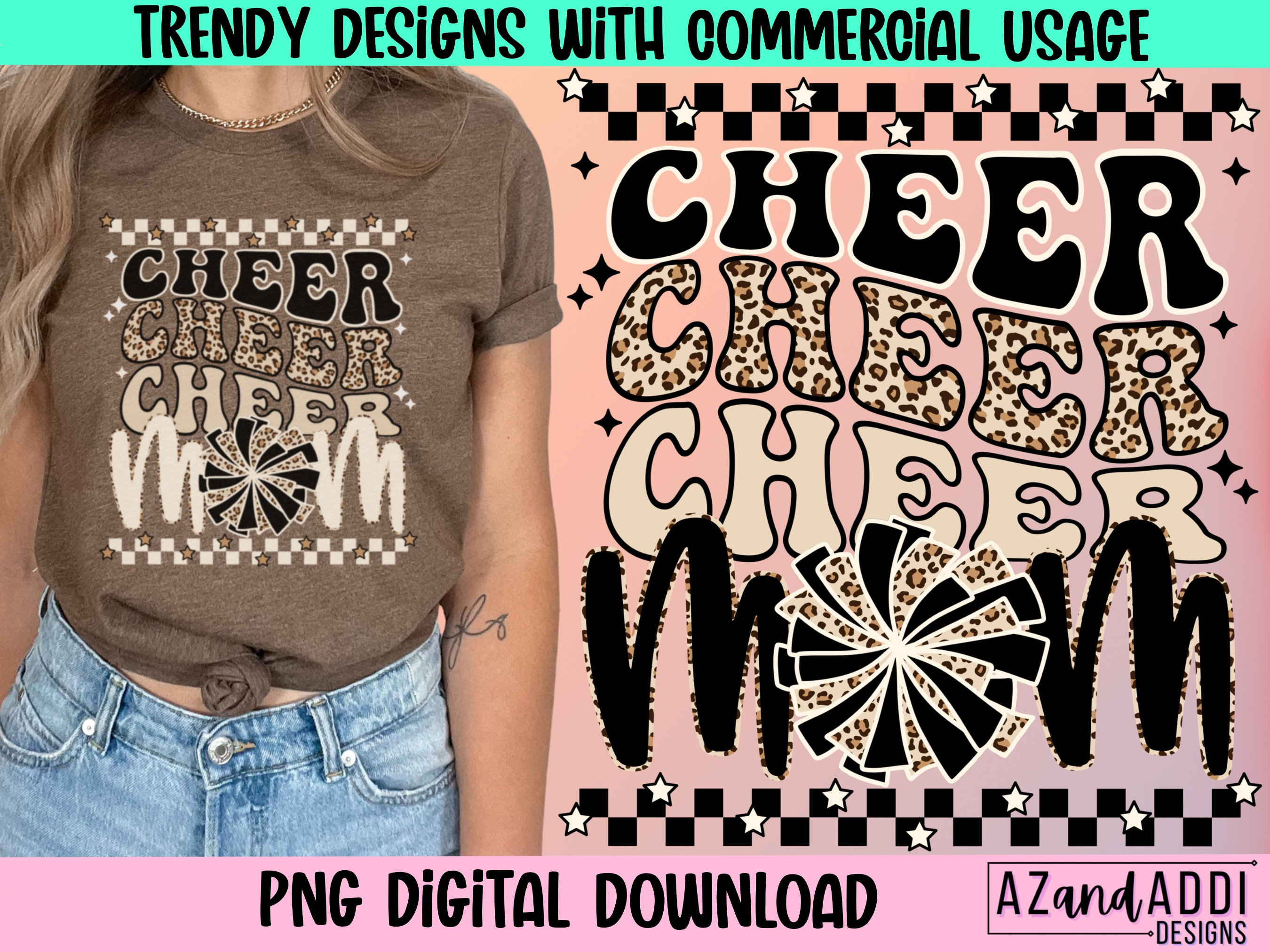 Cheer Mom Png, cheer sublimation design, black and leopard c | Inspire ...