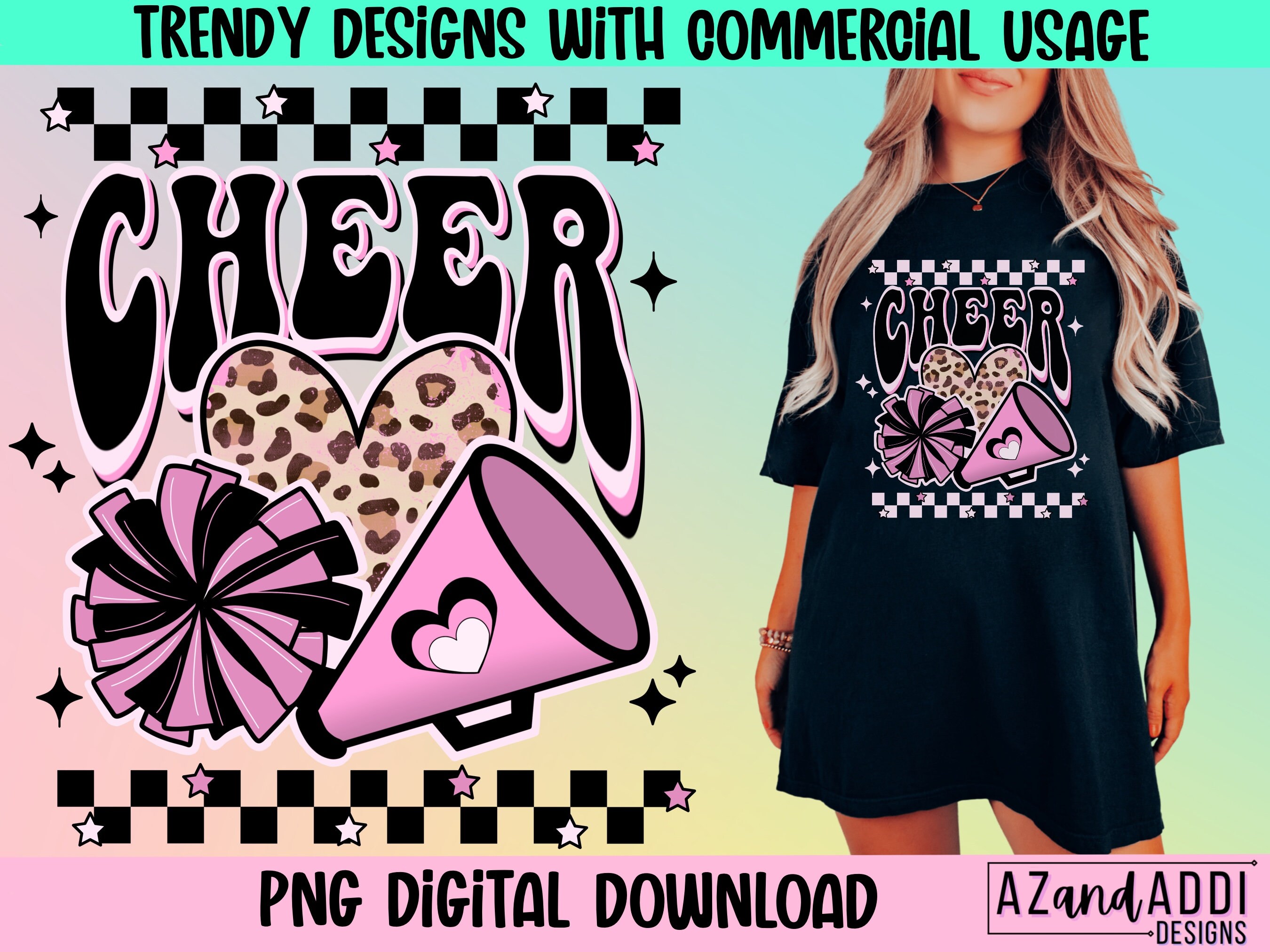 Cheerleading png, retro cheer png, cheer sublimation design, | Inspire ...