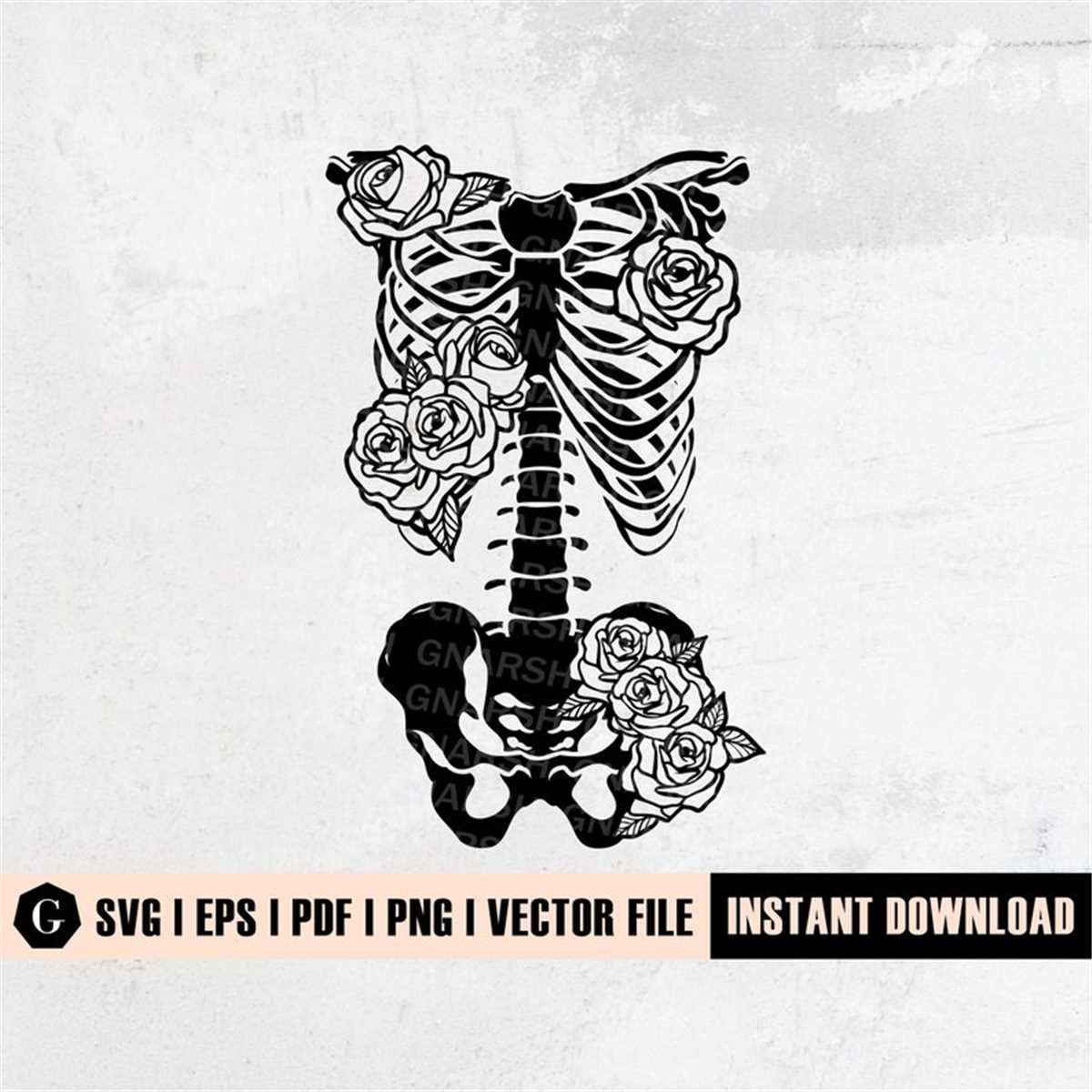 Rib Cage Floral SVG | Ribcage Flowers svg file | Skeleton Fl | Inspire ...