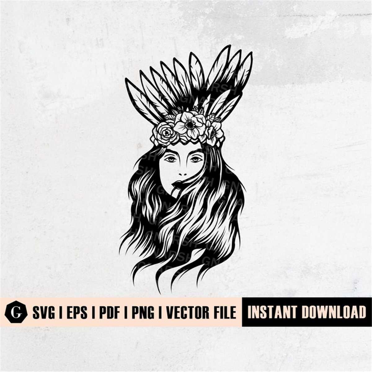 American Native Woman SVG File | Indian Woman | Native Ameri | Inspire ...