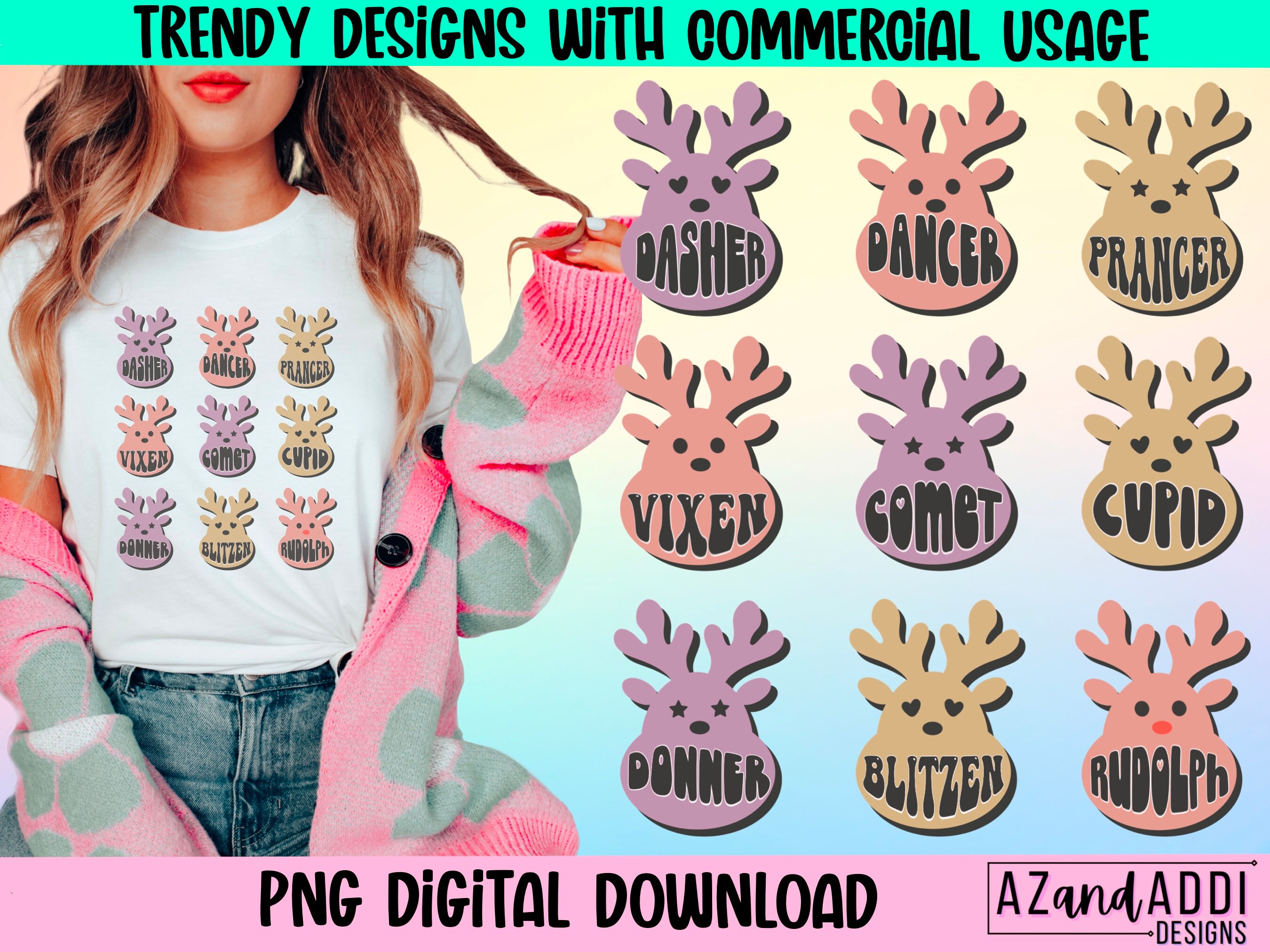 Reindeer names png, Santas reindeers png, Christmas reindeer | Inspire ...