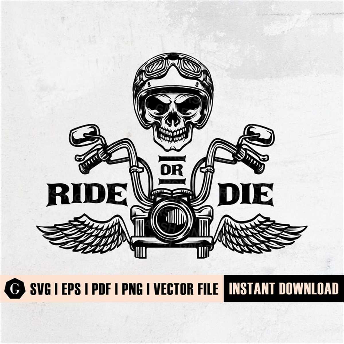Skull Riding Motorcycle Svg | Ride or Die Svg | Biker Svg | - Inspire ...