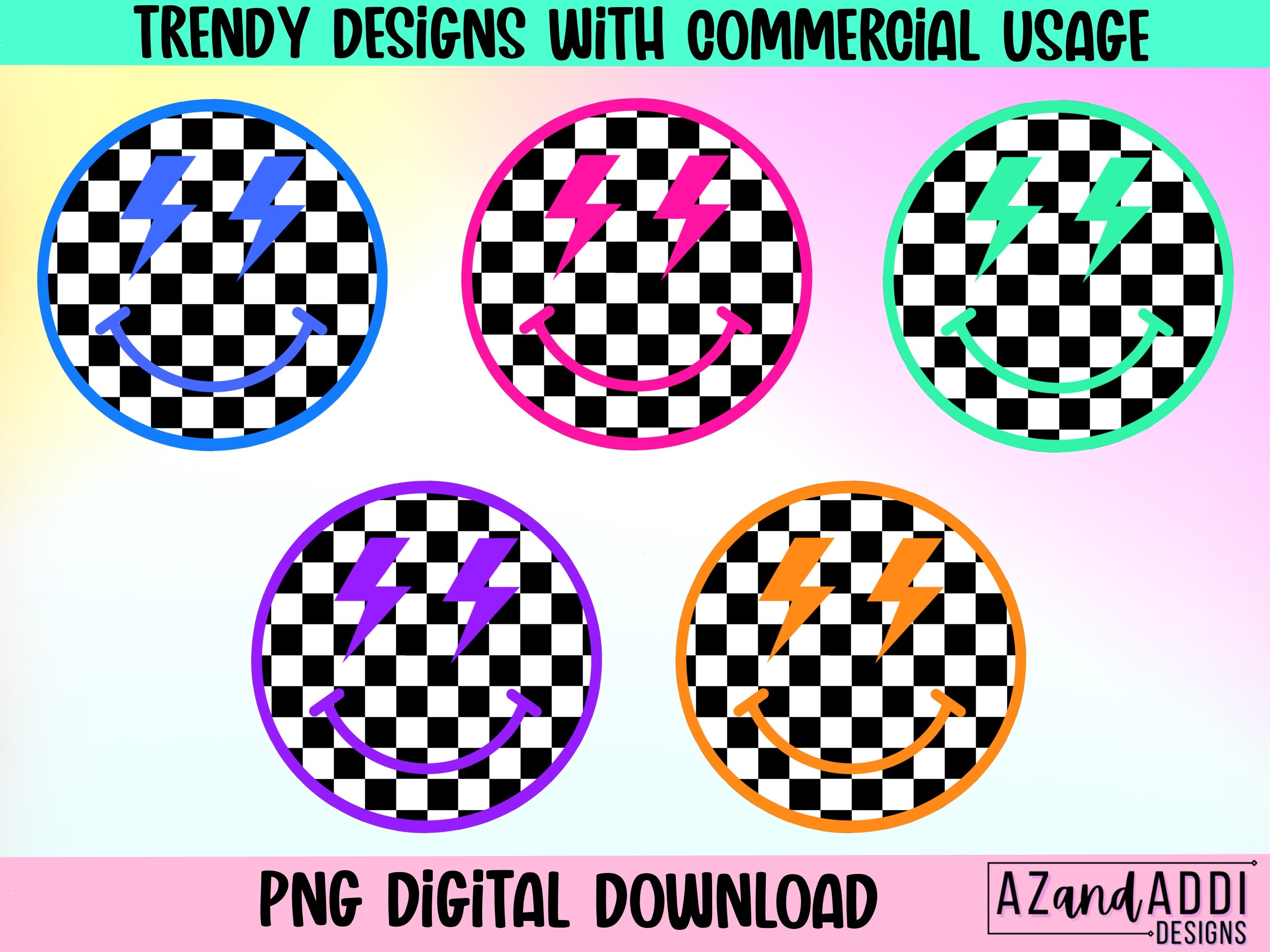 Retro checker smiley face png, smiley face bundle, trendy sm | Inspire ...