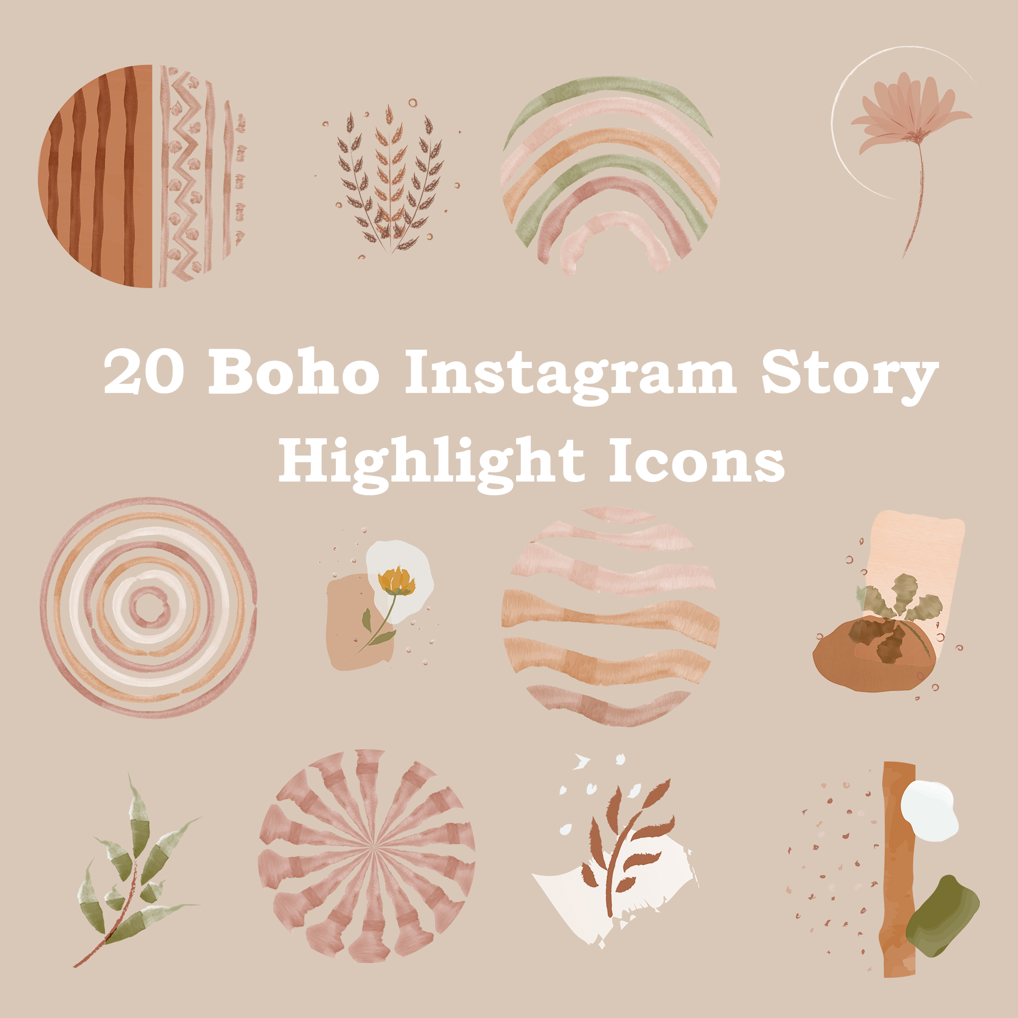 20 Instagram Highlight Icons Boho Aesthetic, Brown Beige Ico - Inspire ...